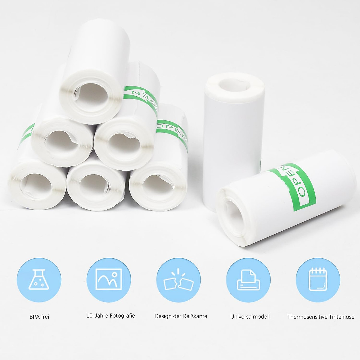 20 Roll Mini Thermal Printer Sticker Paper 57 x 25 mm Self Adhesive Thermal Paper Printable Sticker Paper Mini Pocket Printer Sticker Paper for Most Kids Instant Camera Photo Journal Notes Memo