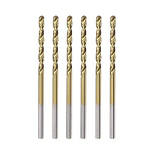 uxcell 2.2mm Drill Bits High Speed Steel Straight Shank 52mm Length Twist Drill Bit Fully Ground Titanium Coated 6 Pcs