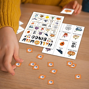 5 x 7 Inches Halloween Bingo Game Cards, Holiday Indoor Outdoor Bingo Game with 24 Players, Party Activity Supplies for Family Colleague Friend Adult Teen Halloween Party School Classroom-04