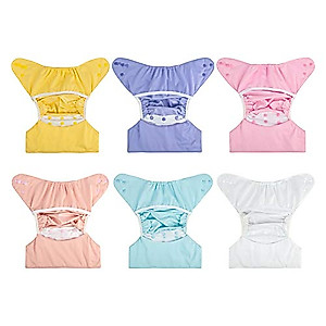 Babygoal Cloth Diaper Covers for Fitted Diapers and Prefolds with Double Gusset,Adjustable Reusable for Baby Girls, 6pcs Covers+One Wet Bag 6DCF07