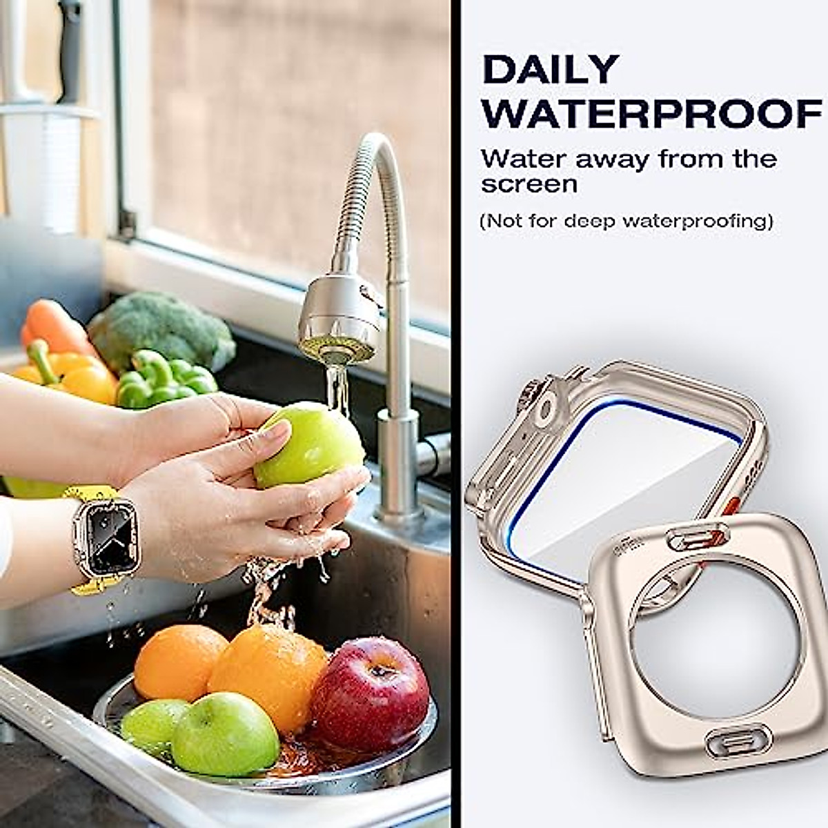 (2 in 1) Tensea for Waterproof Apple Watch Screen Protector Case Series 9 8 7 45mm【Apple Watch Ultra Style Case】, iWatch Protective Face Cover Look Like Ultra with Tempered Glass Film for Women Men