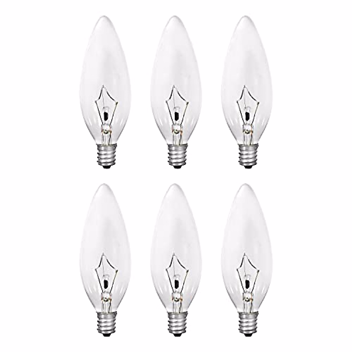 SYLVANIA Incandescent Double Life Light Bulb, 60W B10 Chandelier , Candelabra Base, Clear, Blunt Tip, Soft White - 6 Pack (18750)