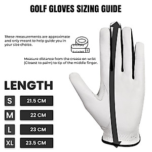 RMG Co. Premium Leather Classic White Golf Glove for Men Available in Left and Right Hand (Large, Left)