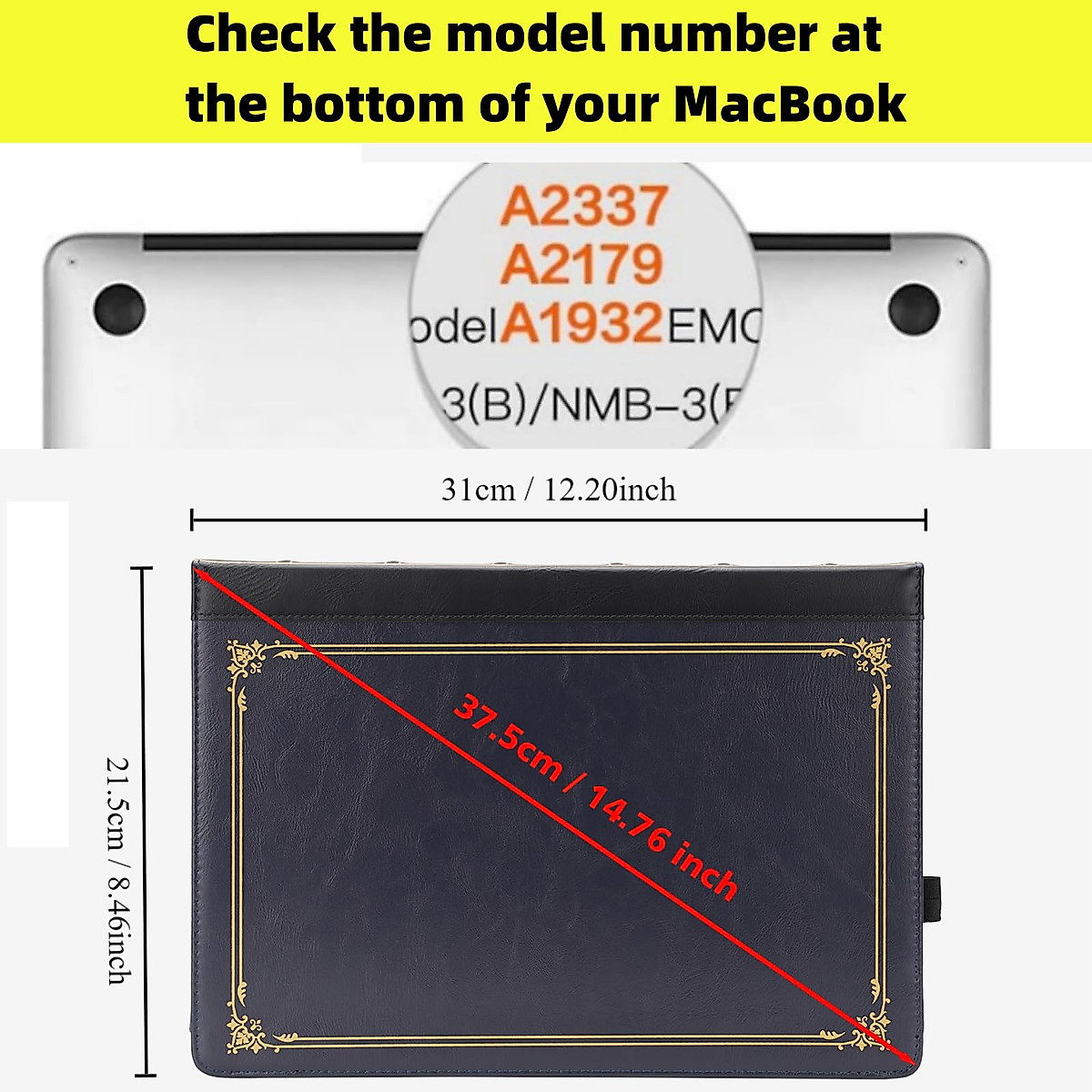 TYTX Compatible with MacBook Air Case 13 Inch, PU Leather MacBook Case fits for Model A2337 A2179 A1932 2018 2019 2020 2021, Laptop Case with Pen Holder, Blue