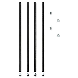 Alera SW59PO36BL Stackable Posts for Wire Shelving, 36-Inch High, Black, 4/Pack