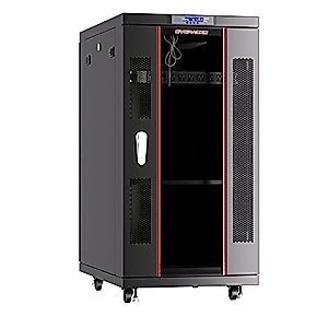 Server Rack - Locking Cabinet - Network Rack Cabinet Enclosure - 27U - Rack Mount - 32 Inch Deep - Server Cabinet - on Casters - Rack Shelf - Cooling Fan - Thermostat - Sysracks - SRF