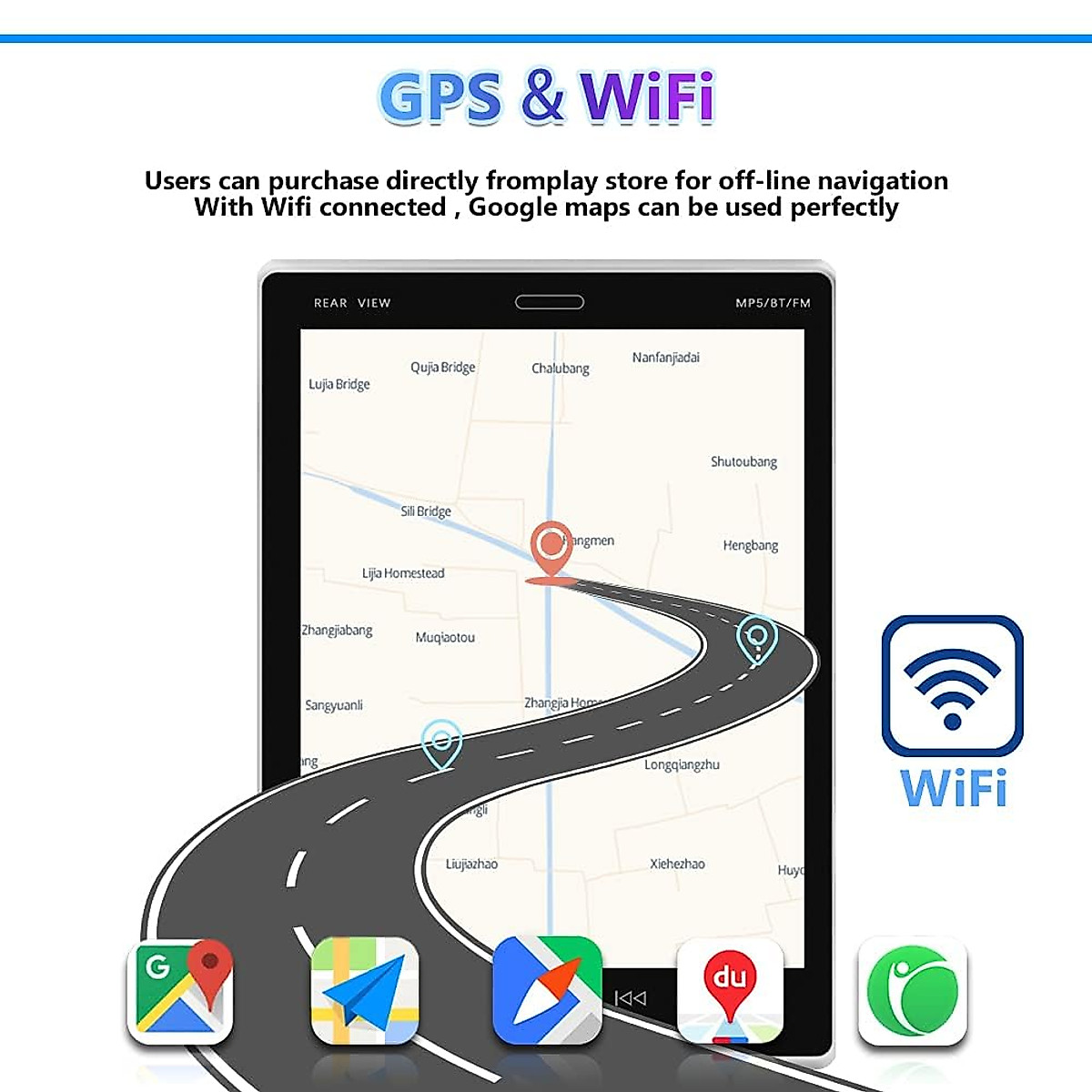 2G 32G Double Din Car Stereo Android Car Radio Touch Screen with Bluetooth, Rimoody 9.5'' Vertical Screen Car Radio with GPS Navigation WiFi FM iOS/Android Mirror Link USB Split Screen + Backup Camera