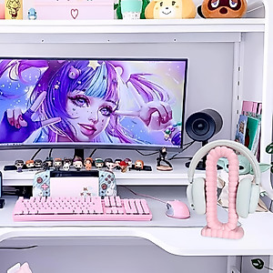 Cloud Headphone Stand - Gaming Headset Holder - Desktop Earphone Hanger, Cute Kawaii Headphone Hanger for Sony, Bose, Apple, Gaming Headphones Display (Pastel Pink)