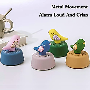 NUOSWEK Cute Bird Timer for Kids, Mechanical Kitchen Timer, Wind Up 60 Minutes Manual Countdown Timer for Classroom, Home, Study and Cooking (Yellow Bird)