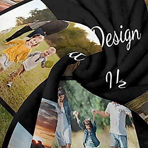 Custom Blanket with Photos Bedding Blankets 60'' x 80'' Personalized Picture Text Name Throw Blanket Birthday Christmas Halloween Valentines Gifts for Adults Kids Mom Family Couples Father