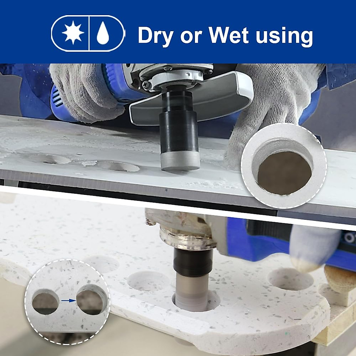 SHDIATOOL Diamond Core Drill Bits Set Hole Saw Kit for Porcelain Tile Ceramic Marble Brick Vacuum Brazed Cutter 7-Piece (25/35/45/51/65/76mm)+25mm Finger Bits