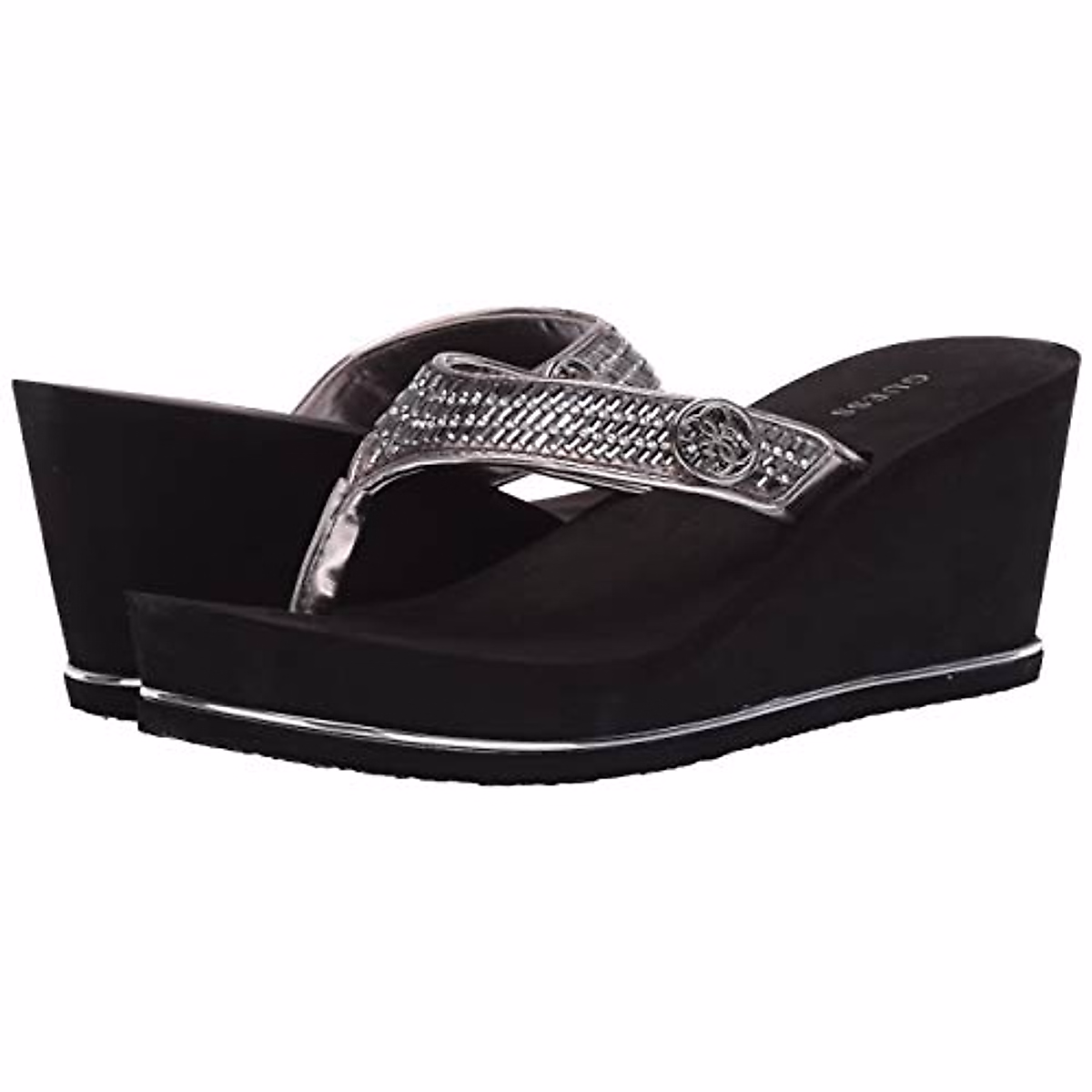 GUESS Womens Sarraly Flip-Flop, Pewter 179, 8 US