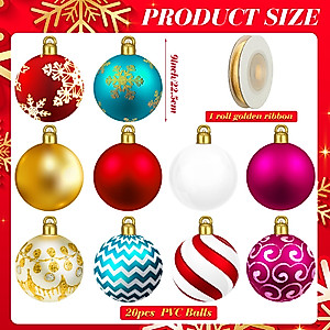 20 Packs Inflatable Ball Christmas Ornaments 9 Inch Giant Inflatable Christmas Ball Outdoor Christmas Decoration Xmas Blow Up Large PVC Ball for Christmas Tree Holiday Yard Lawn Porch Decor