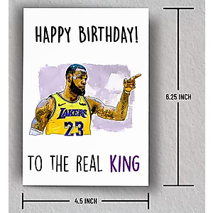 Happy Birthday to a Real King | Basketball | Birthday Card | Basketball Fan Card | GOAT | Art Print Blank Card