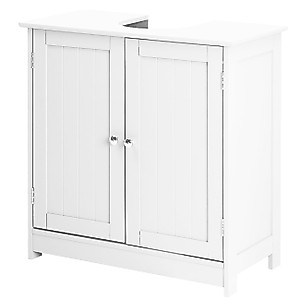 Kcelarec Bathroom Pedestal Sink Storage Cabinet, Bathroom Wood Storage Cabinet with 2 Doors, Pedestal Under Sink Organizer Cabinet with Internal Shelf,White