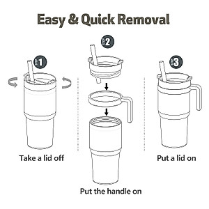 Handles For Stanley 20oz Quencher H2.0 FlowState Tumbler, Stanley Cup Accessories 20 oz, Stanley Cup Handle Attachment, Anti Slip, Car Cup Holder Friendly, Improved Grip, Pack of 2(Cream, 20oz)