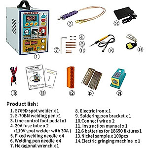 769D Pulse Spot Welder 0.35mm Lithium-ion Battery Welding Machine,Battery Spot Welder and Soldering Station Portable Pulse Welding Machine for Battery Pack 18650 14500 Lithium Batteries