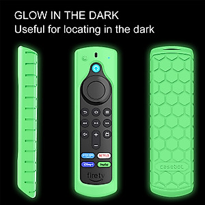 CaseBot Remote Case for Fire TV Stick 4K/Fire TV Stick 4K Max (1st Gen)/Fire TV Stick (3rd Gen)/Fire TV Stick Lite - Anti-Slip Silicone Cover for Alexa Voice Remote (2nd Gen and 3rd Gen), Green-Glow
