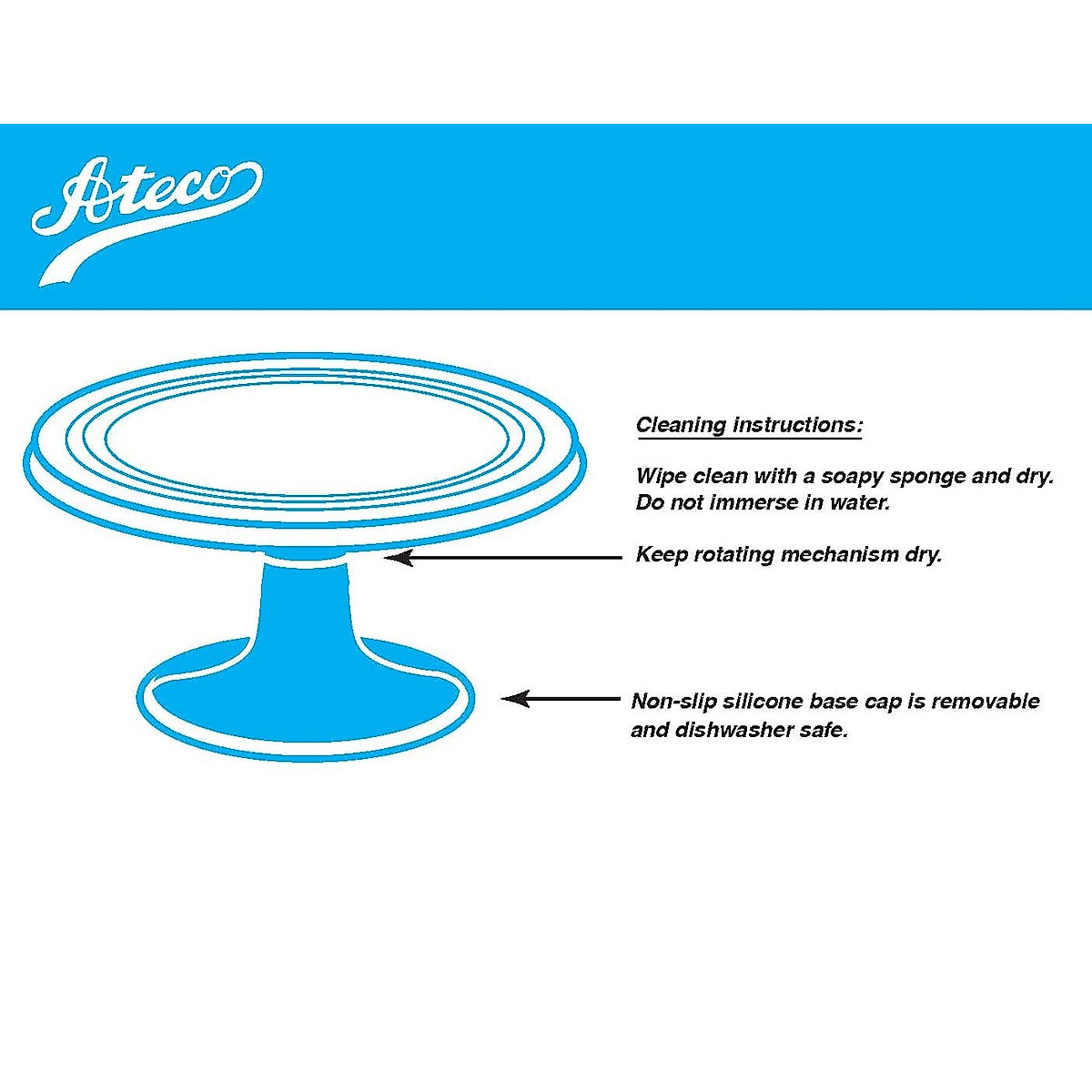 Ateco Revolving Cake Decorating Stand, Aluminum Turntable and Base with Non-Slip Pad, 12-Inch Round