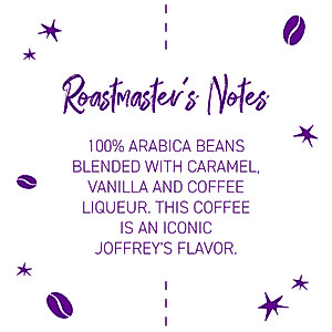 Joffrey's Coffee - Jamaican Me Crazy, Flavored Coffee, Artisan Medium Roast, Arabica Coffee Beans, Caramel, Vanilla, & Coffee Liqueur Flavor, Brew or French Press, Kosher, No Sugar (Whole Bean, 16 oz)