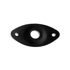 Holmer Guitar Jack Socket Plate Curved Recessed Oval Football Style Output Jack Plate Compatible with Les Paul Ibanez Jackson Guitar or Bass Parts with Screws Black.