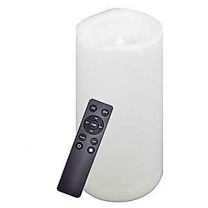 Outdoor Waterproof Large Led Flameless Candle with Remote Timer Long Lasting Battery Operated Plastic Electric Resin Pillar Candle Light for Home Garden Patio Xmas Wedding Party Decorations 4”X8”