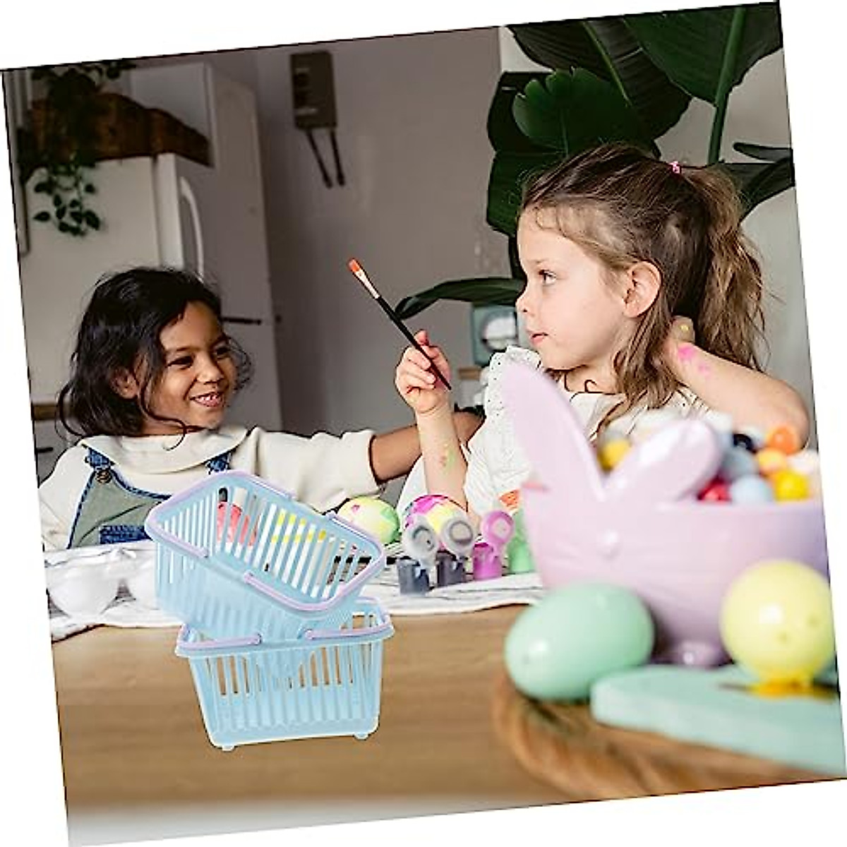 ANDRESLAD 6pcs Storage Basket Sundries Storage Container Sundries Organizer Toy Container Fruit Containers Bathroom Desktop Baskets Toys Storage Organizer Basket for Office Sky-blue Plastic