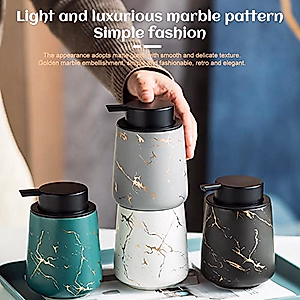 Beuway 12Oz Foam Hand Soap Dispenser,Ceramic Lotion Hand Soap Dispenser Countertop Foaming Soap Dispenser for Kitchen or Bathroom (Marbling green)