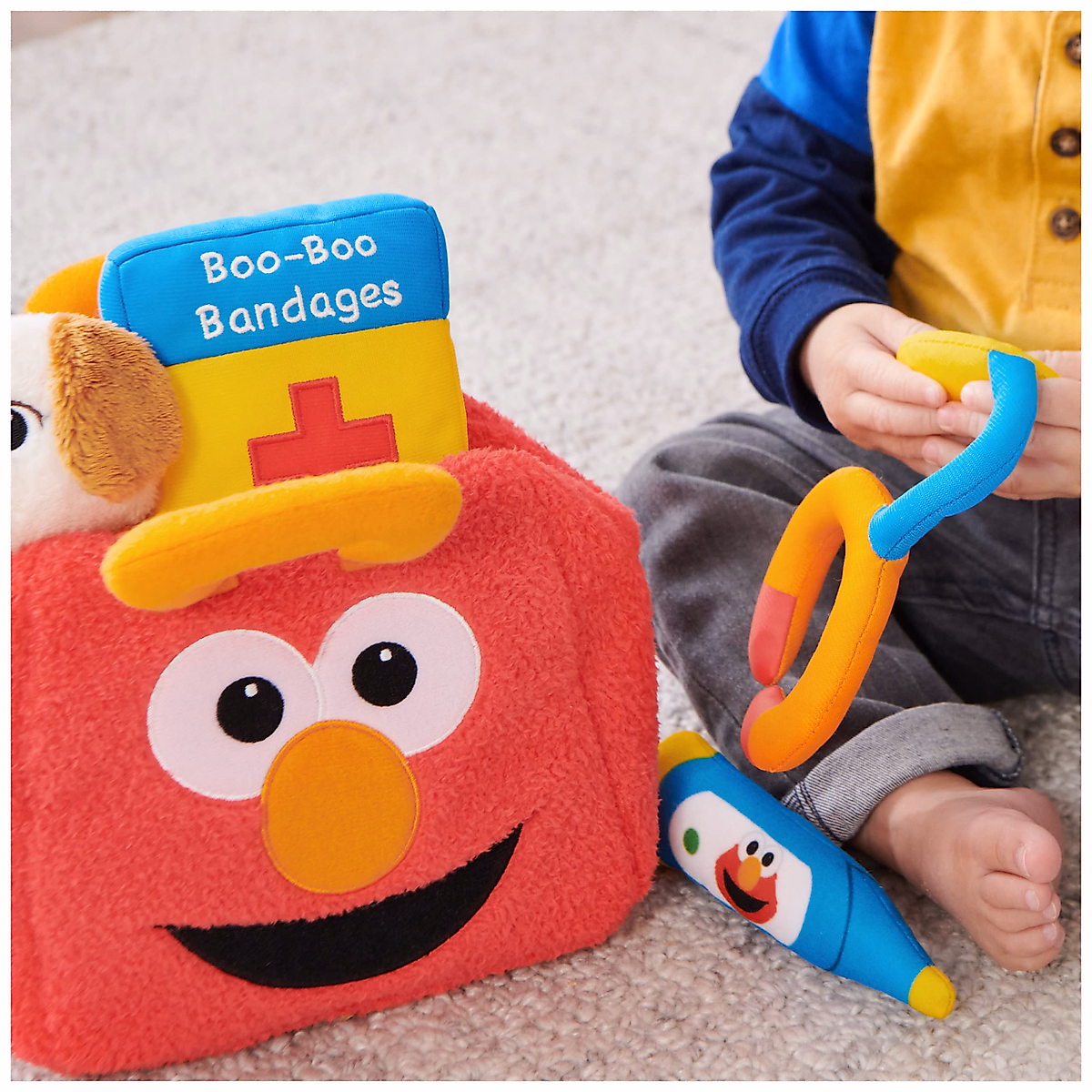 GUND Sesame Street Official Furry Friends Forever Elmo & Tango Checkup Playset, Premium Plush Sensory Playset for Ages 1 & Up, Red, 8”