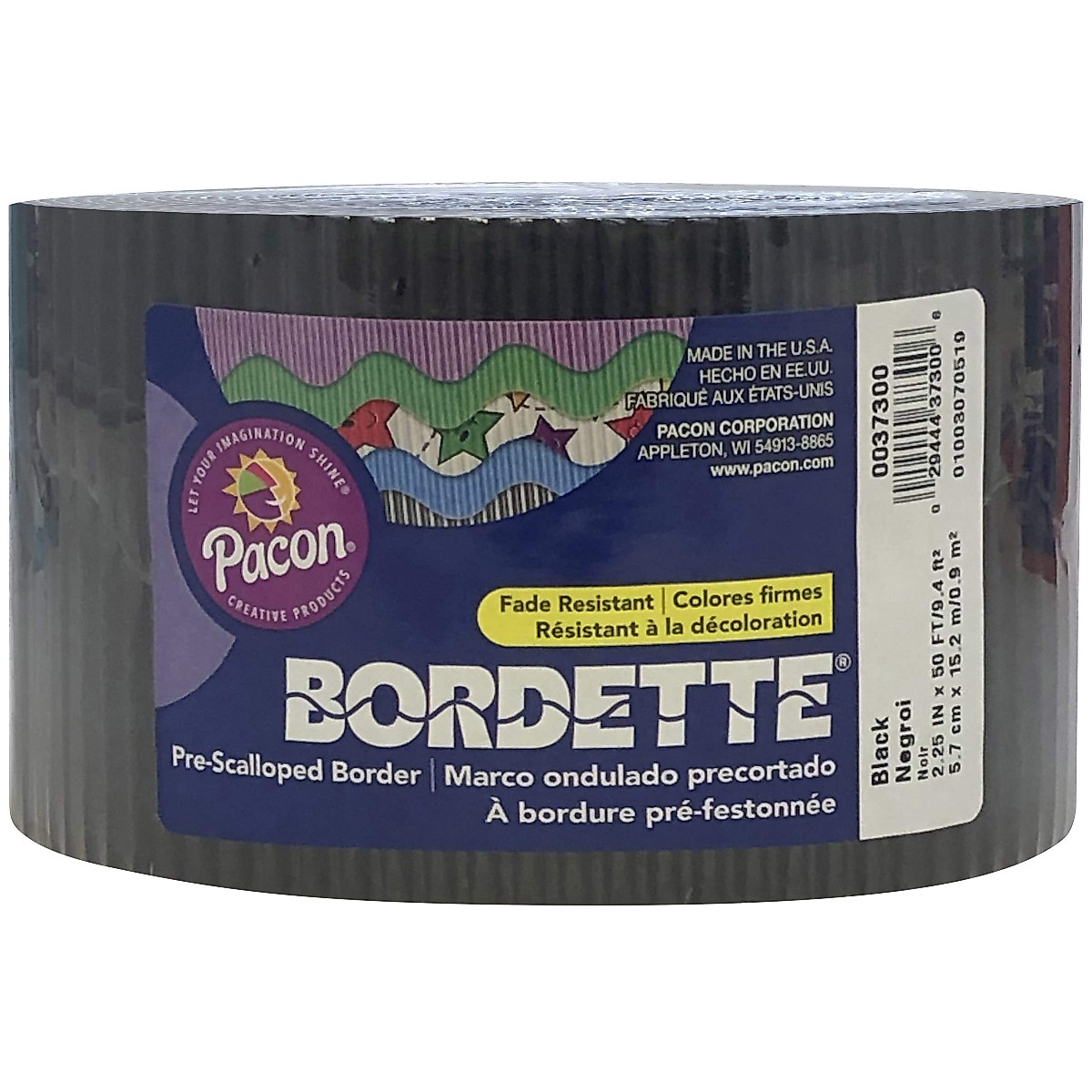 Pacon 37306 Bordette Decorative Border 2 1/4-Inch x 50-Ft Roll Black