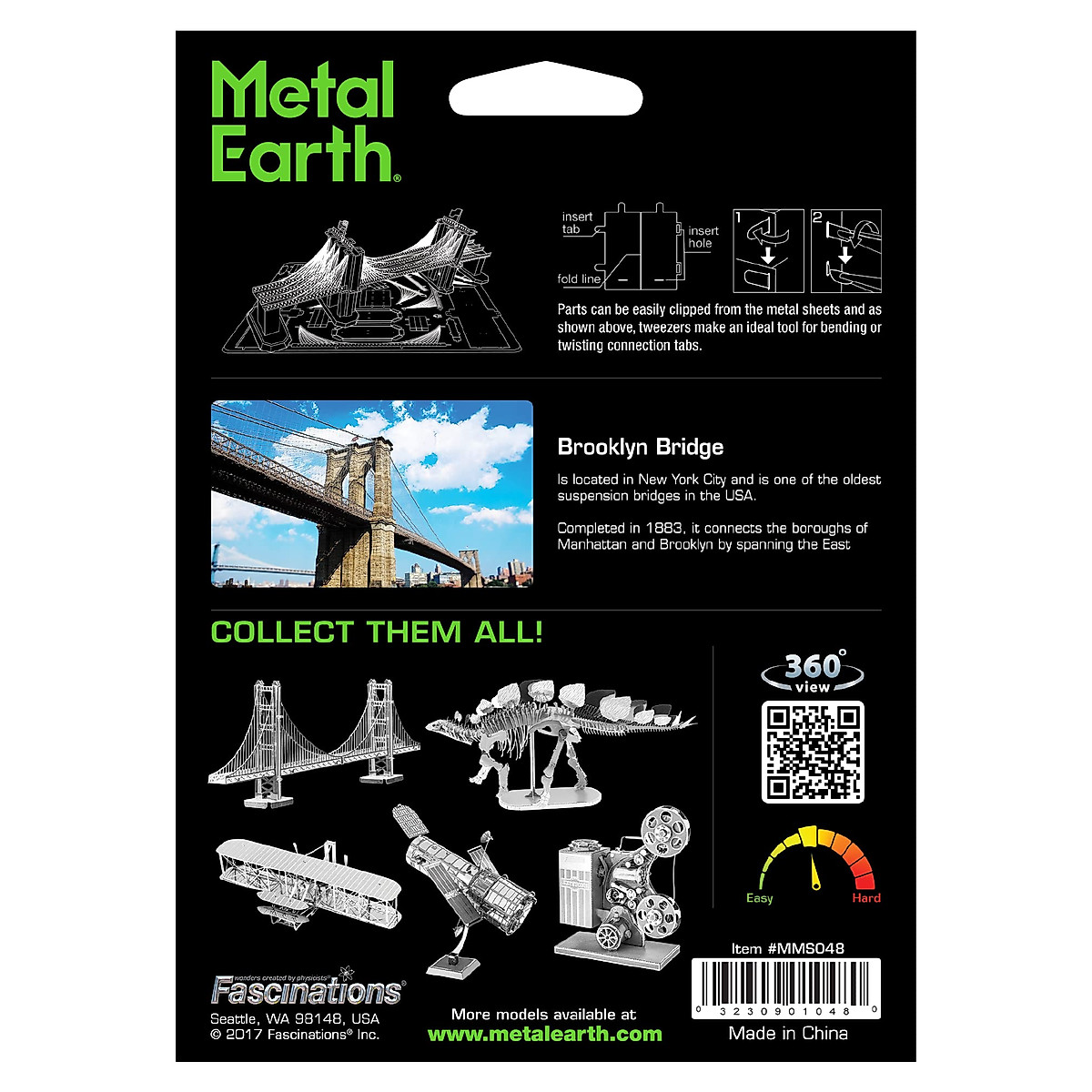 Fascinations Metal Earth Brooklyn Bridge 3D Metal Model Kit Bundle with Tweezers