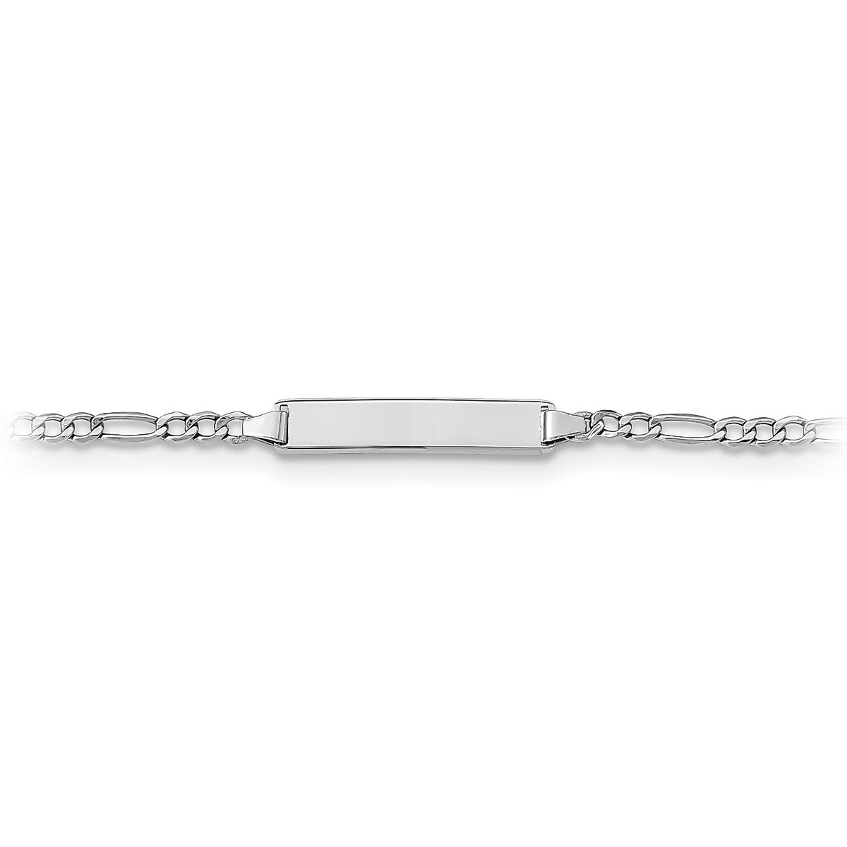 Brilliant Bijou 14k WG Semi-Solid Polished Figaro ID Bracelet