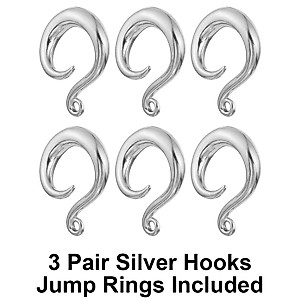 LADEMAYH 3 Pairs DIY Ear Taper Hooks Dangle Gauges for Women Mens, Stainless Steel Ear Pierced Expander Gauge Silver 04mm=6g