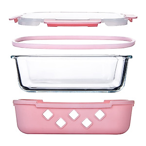 YARYOUNG 10 Pack Glass Meal Prep Containers with Removable Silicone Sleeves,Food Storage Container Set with Airtight Lids (34oz+12oz)