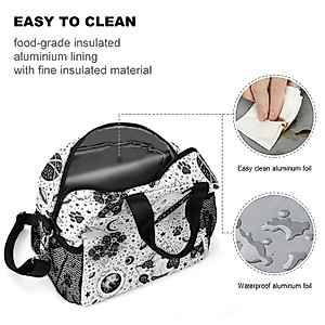 Goth Cat Galaxy Lunch Bag, Lunch Box Portable Insulated Lunch Tote Bag, Thermal Cooler Bag for Women Work Outdoor