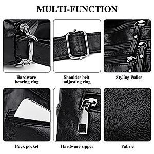 WITERY Crossboby Bag for Women - Soft PU Leather Multi-Pocket Shoulder Bag Handbag with Adjustable Strap, Vintage Ladies Medium Roomy Travel Purses Zipper Hobo Tote Bag(Black)