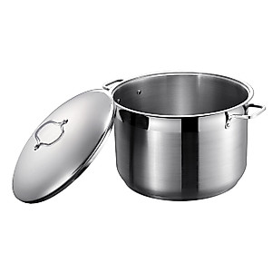 31.1Qt Commercial Grade Large Stock Pot Stainless Steel Stockpot Stew Pot with Lid, Heavy-Duty Encapsulated Bottom Stockpot with Stay Cool Handle, Induction Base Safe