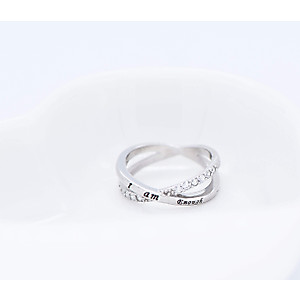 YMHOP I Am Enough Ring Sterling Silver Criss Cross CZ Ring for Women Size 5