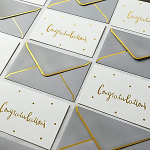 Winoo Design Gold and White Congratulations Cards with Envelopes, 36 PK All Occasion Greeting Cards 4x6 Inches, Bridal Shower Graduation Baby Shower Christmas Thank You Cards