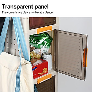 GIFZES Closet Organizers and Storage with Lids and Doors, 4 Tier Plastic Storage Bins Organizer, Collapsible Stackable Storage Bins with Wheels, Folding Storage Box for Closets White