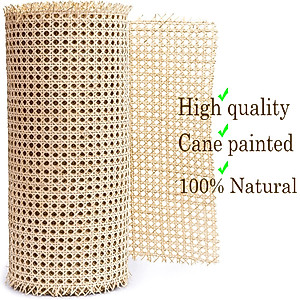 CLAYNIX 14" Width Cane Webbing, Natural Rattan Webbing for Caning Projects - Rattan Cane Webbing Roll - Net Open Weave Wicker Cane Webbing Material for Cabinet, Door (2 Ft Length)