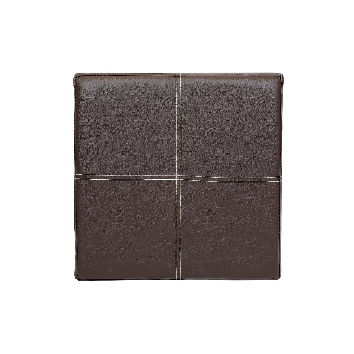 Otto & Ben Folding Box Chest with Memory Foam Seat, Stitch Faux Leather Small Ottomans Bench Foot Rest Stool, 15 Inch, Brown