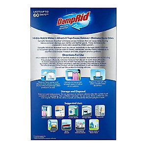 Damp Rid Hanging Moisture Absorber, 1 Powder Fresh, 1 Lavender Vanilla, & 1 Fragrance Free - Eliminates Odors for Fresher, Cleaner Air,14% More Moisture Absorbing Power. Ilios Packaging.