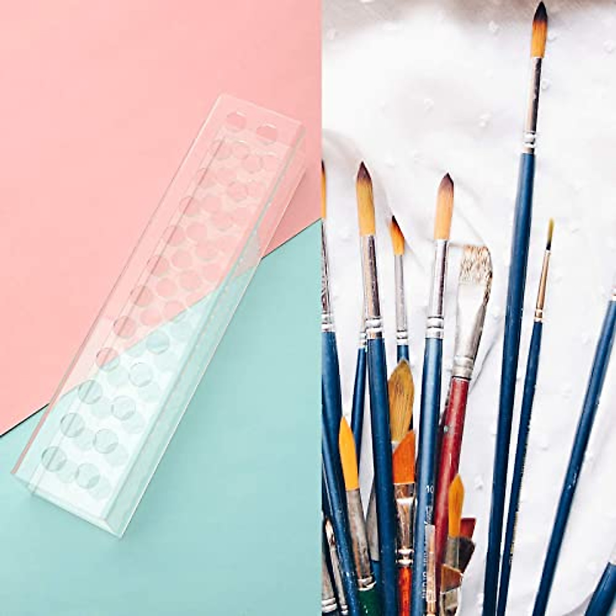 24 Hole Clear Acrylic Brush Display Pen Stand Holder Pen Organizer for Colored Pencils Paint Brushes Makeups Cosmetic Brush