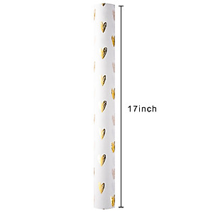MAYPLUSS Foil Hearts Wrapping Paper Roll - 17 Inch X 33 Feet - Luxury Metallic Golden Heart Design Holiday Gift Wrap Present Paper for Valentine’s Day, Birthdays, Wedding, Anniversaries