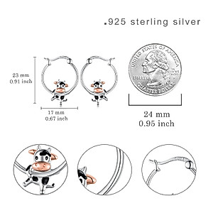Cow Earrings for Women 925 Sterling Silver Cow Hoop Earrings Cute Animal Cow Jewelry for Women Cow Gifts