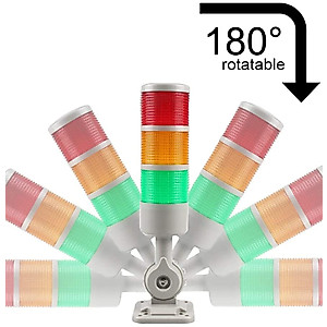 LUBAN Led Signal Tower Stack Lights, Industrial Signal Warning Lights, Column Tower Lamp Andon Lights with Rotatable Base, Steady/Flashing Light Switchable,12V 24V DC(3-Layer, no Buzzer)