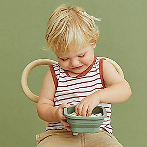 Austin Baby Co Silicone Collapsible Snack Bowl – Reusable Snack Container with Two Specialized Lids – BPA free, Dishwasher Safe and Leakproof for Toddlers & Babies