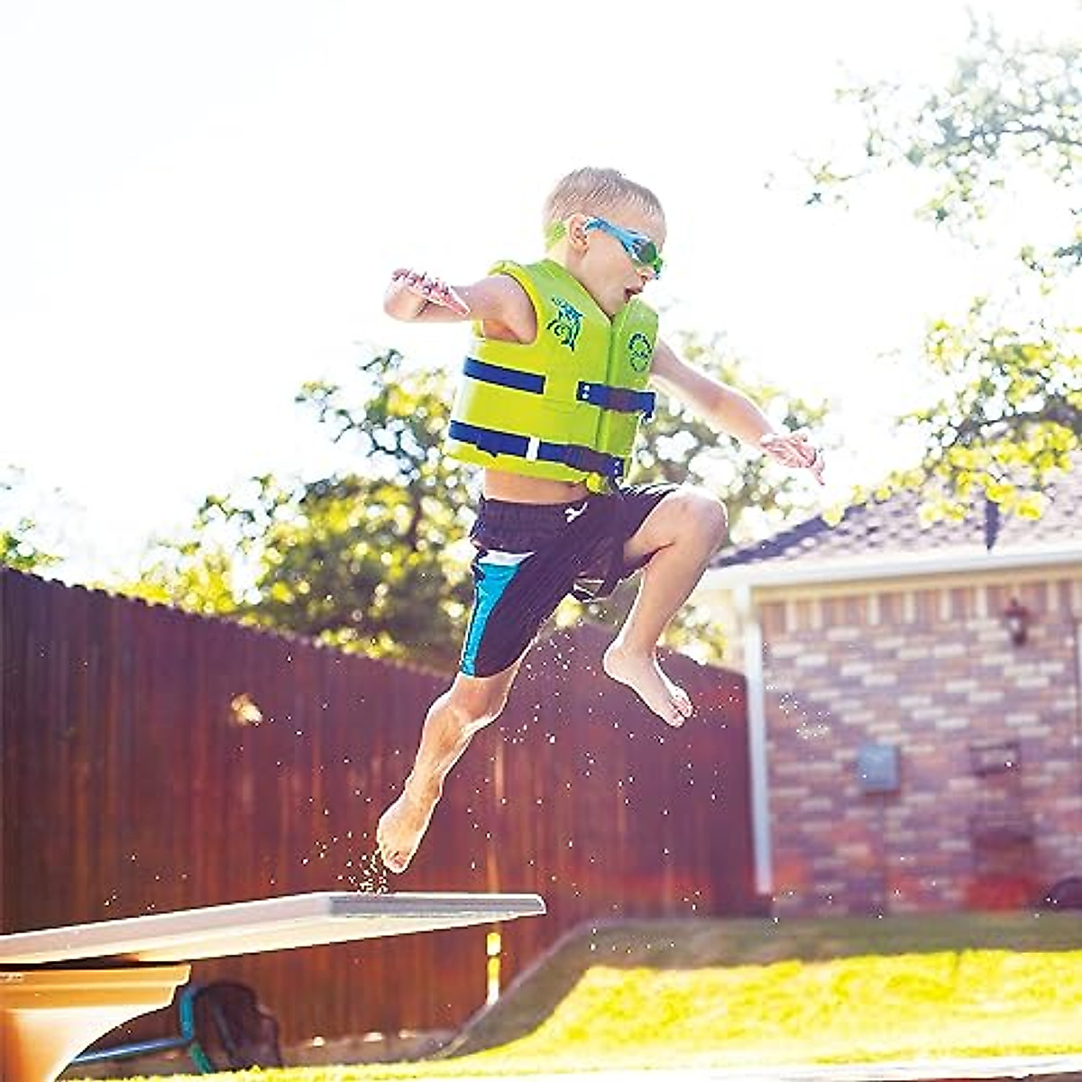 TRC Recreation Super Soft Child Size Small Life Jacket USCG Approved Vinyl Coated Foam Swim Vest for Kids Swimming Pool and Beach Gear, Fierce Green