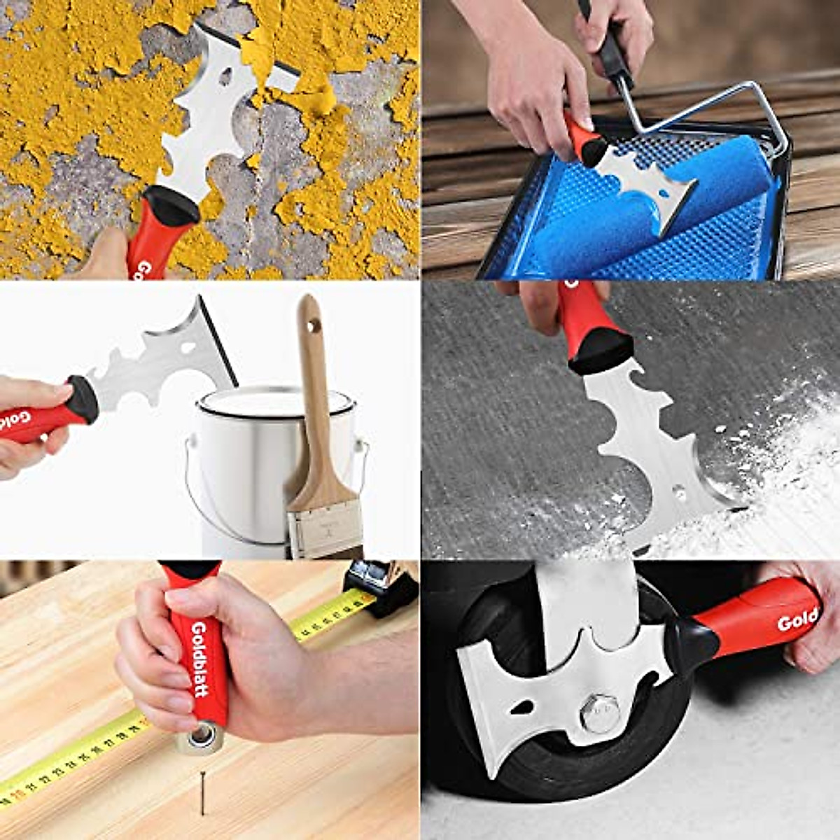 Goldblatt Drywall Hand Tool Kit +WORKPRO Paint Brushes Set,5-Piece Professional Flat and Angle Sash Paint Brush with Wood Handle for Walls, Trim, Cabinets, Doors, Fences, Decks, Crafts, DIY, and Stai